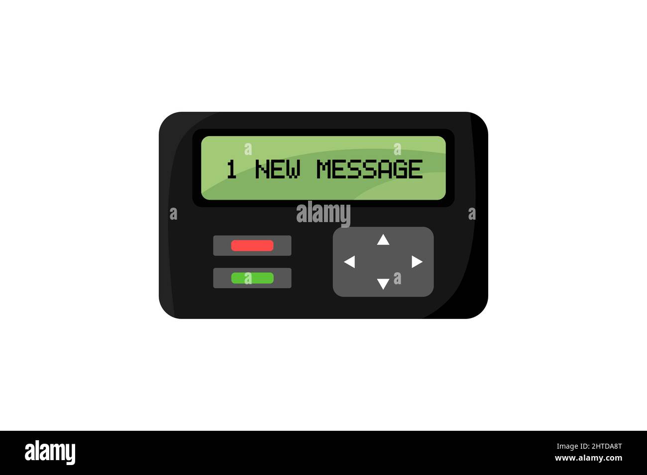 Pager isolated. Retro telecommunication device from 90s. Vector flat ...
