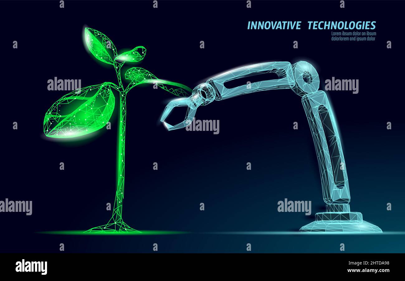 Plant sprout biotechnology abstract concept. 3D render seedling tree ...