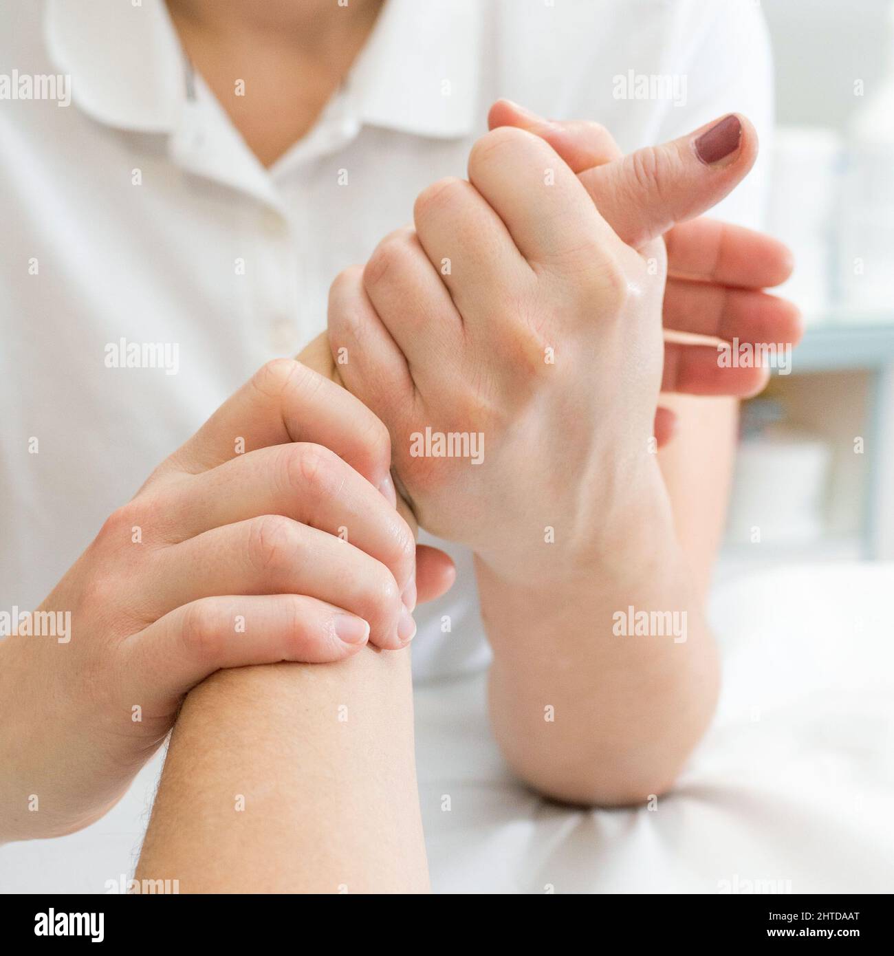 Closeup of hand physiotherapy and hand exercises, a physiotherapist ...