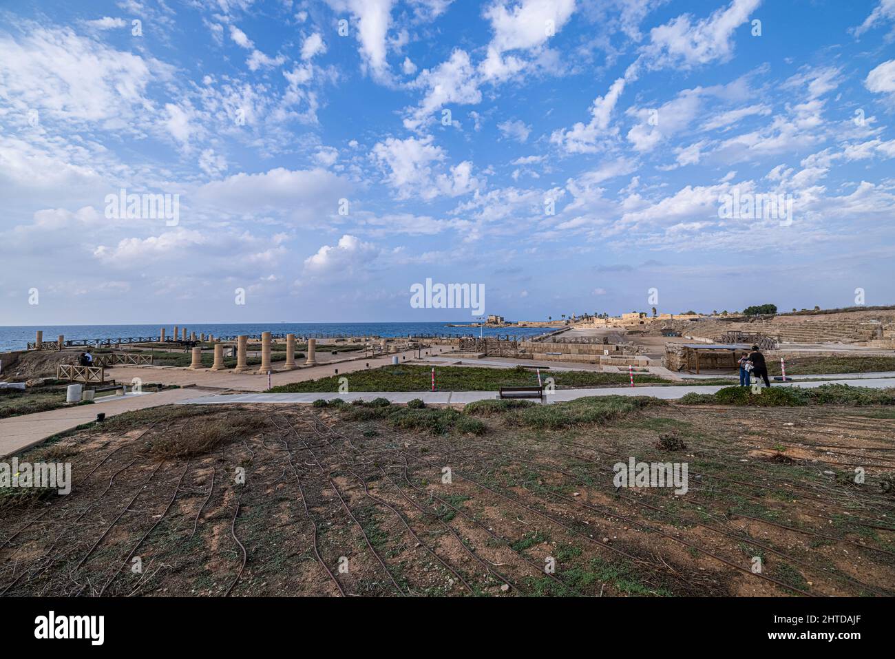 Beautiful view of Caesarea National Park on a sunny day in Israel Stock ...