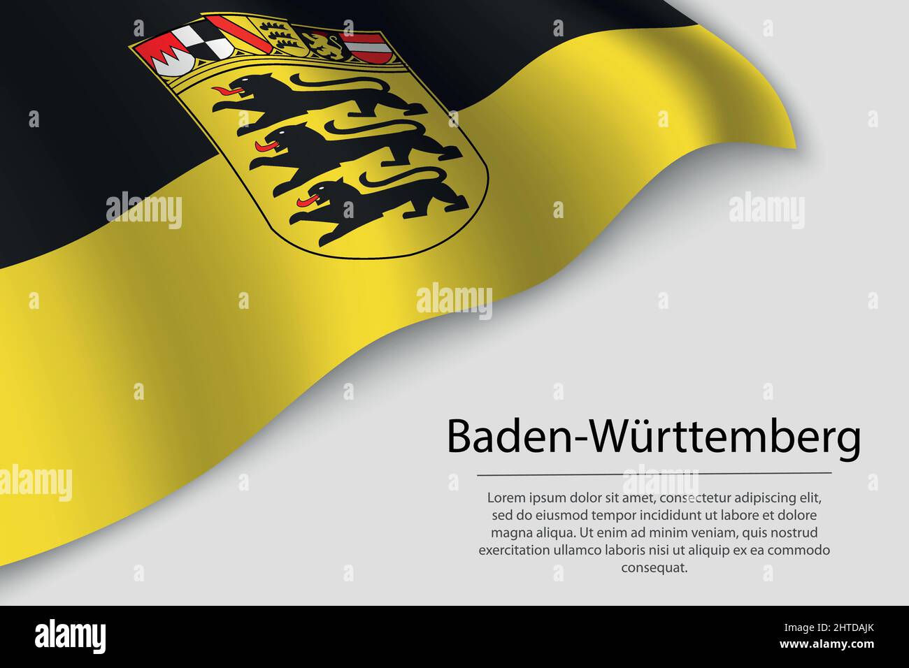 Wave flag of Baden-Württemberg is a state of Germany. Banner or ribbon ...