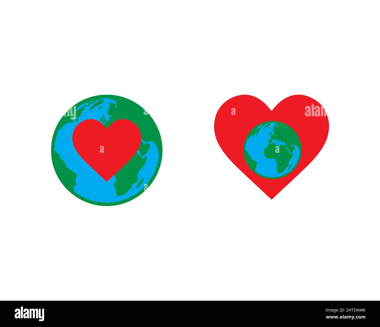 Illustration design of earth with heart symbols on isolated white ...