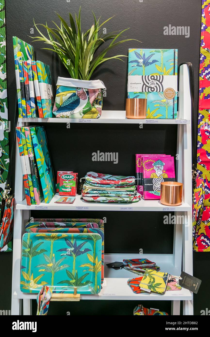 Set of tropical summer style stationary and tray on display at ...