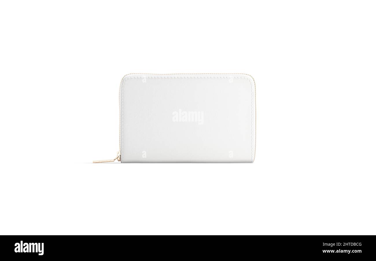 Blank white small money wallet mockup, front view Stock Photo - Alamy