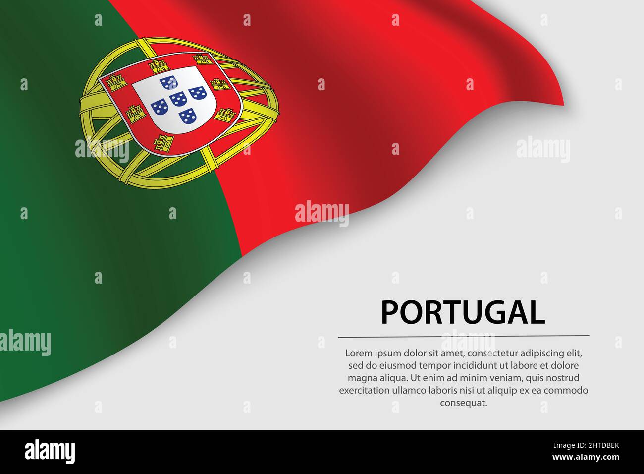 Wave flag of Portugal on white background. Banner or ribbon vector ...
