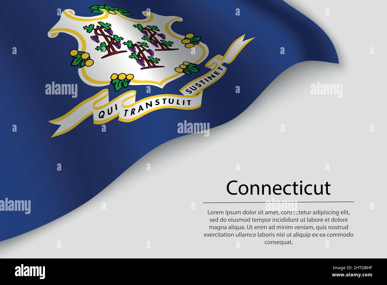 Wave flag of Connecticut is a state of United States. Banner or ribbon ...