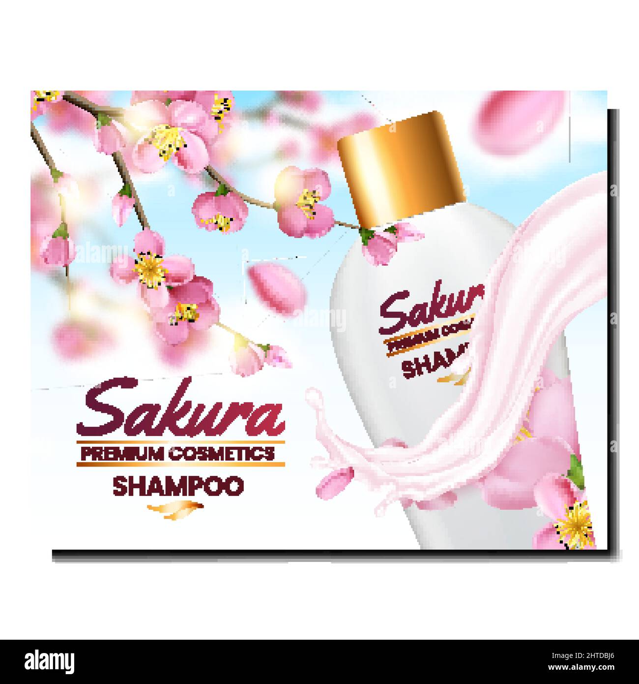 Sakura Shampoo Creative Promotion Banner Vector Stock Vector Image ...