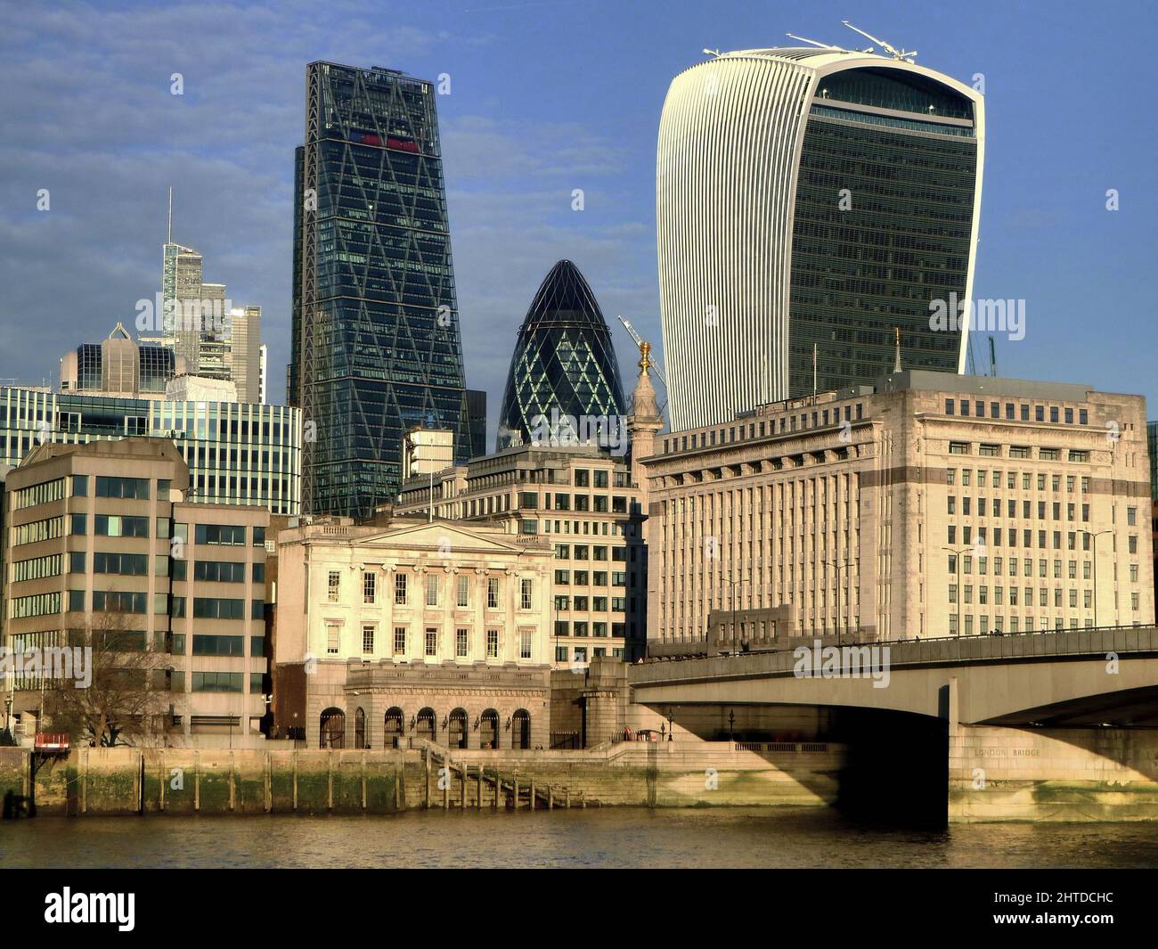 A beautiful low angle shot of a cluster of historic and modern ...