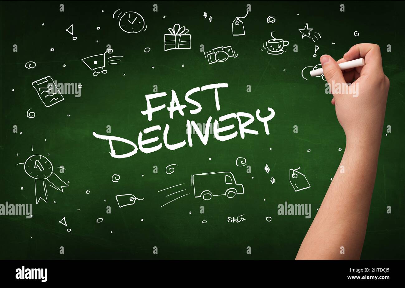 Hand drawing online shopping concept Stock Photo - Alamy
