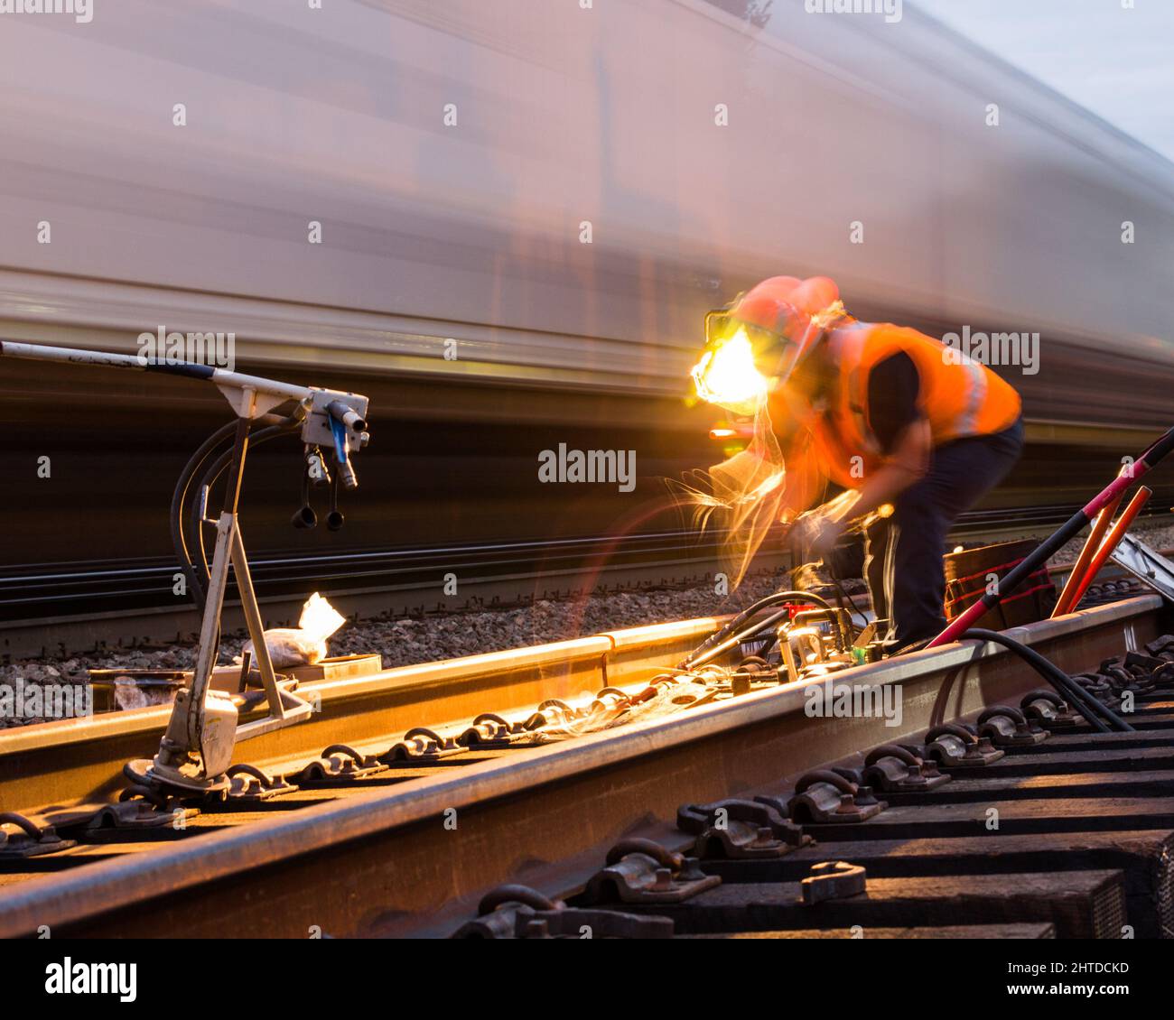 Train track construction worker hi-res stock photography and images - Alamy