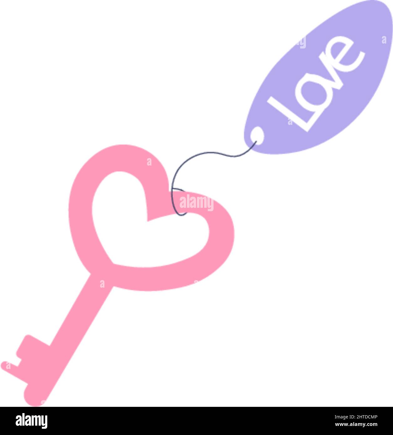 Key in form of heart with label saying love vector Stock Vector Image ...