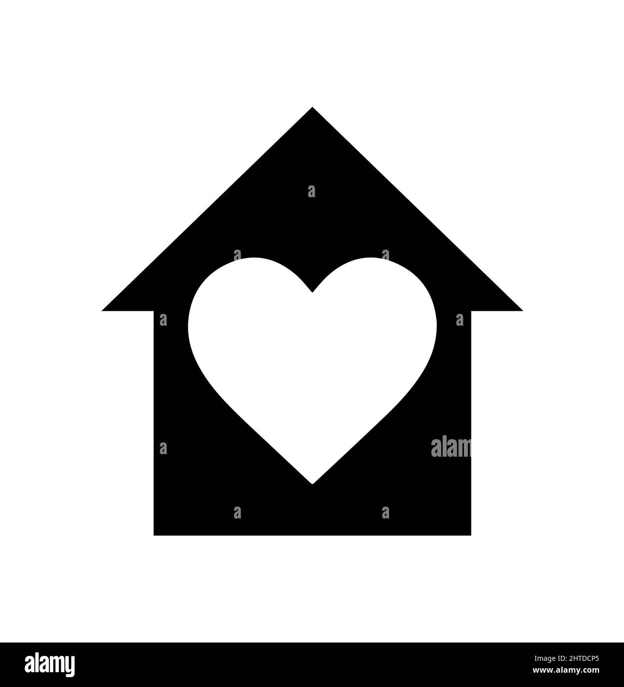 Illustration design of house with heart symbol in it on isolated white ...