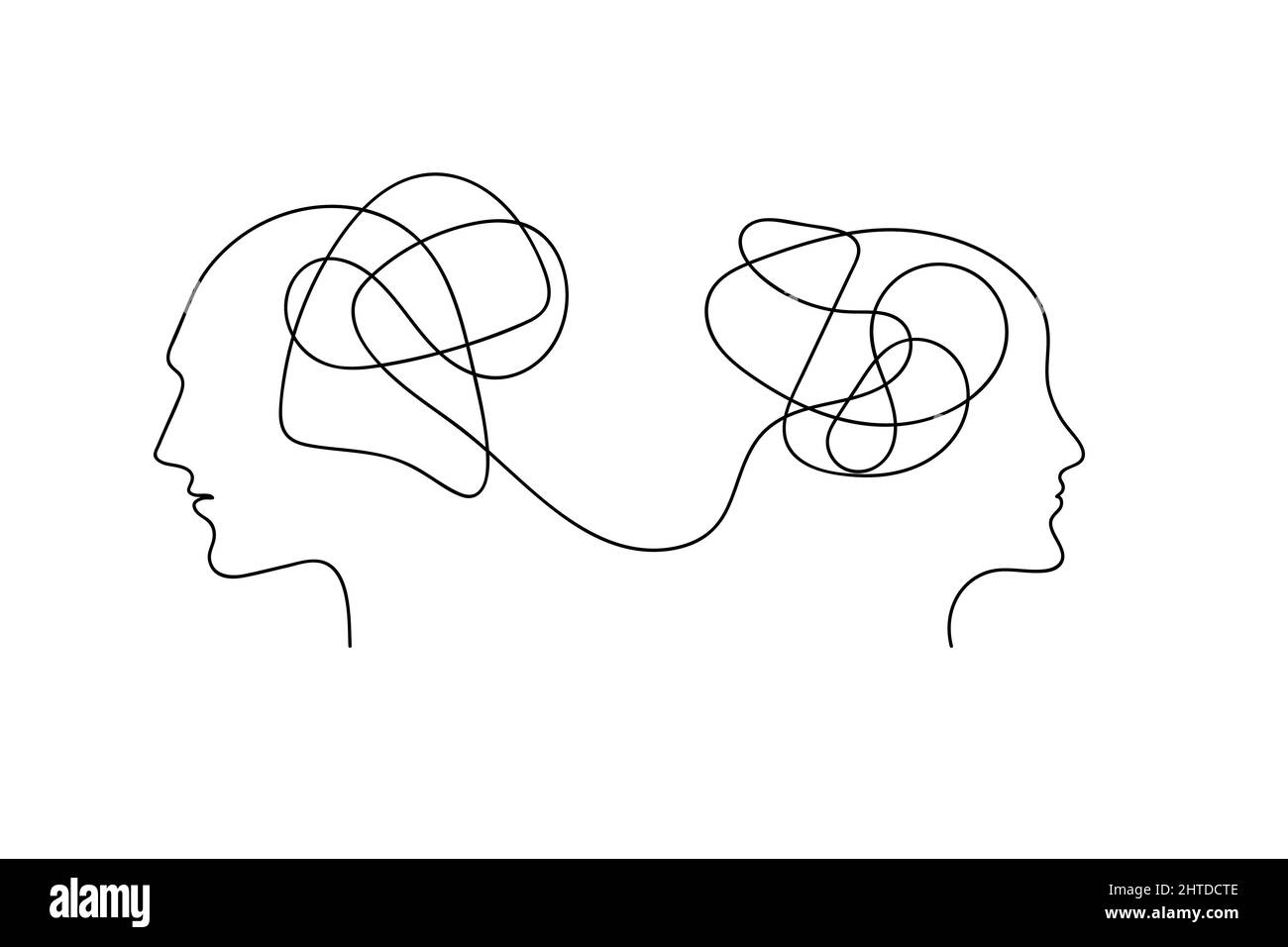 Divorce hand drawn icon. Male and female profiles connected by line ...