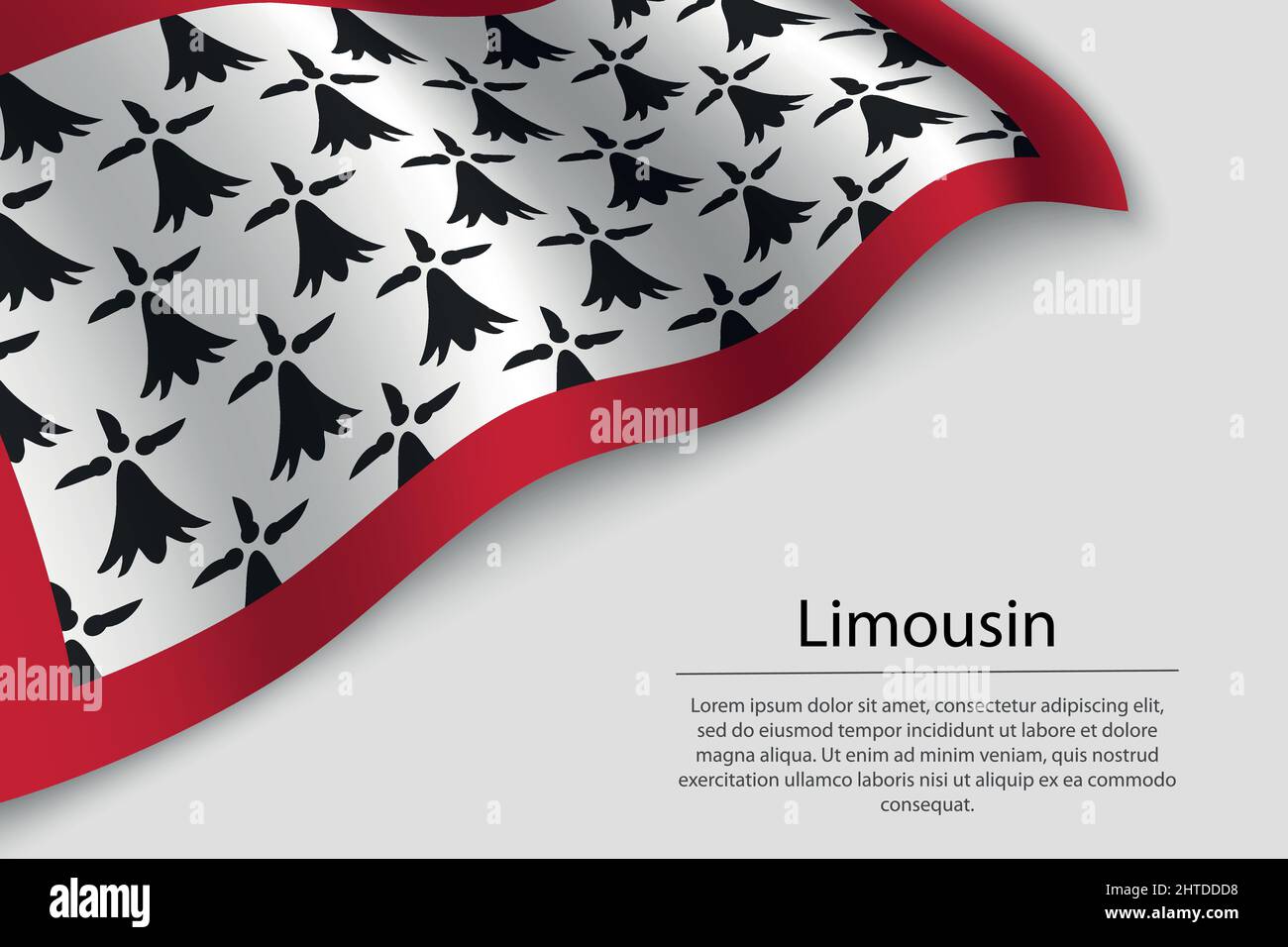 Wave flag of Limousin is a region of France. Banner or ribbon vector ...