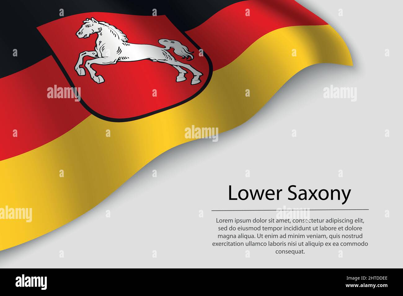Wave flag of Lower Saxony is a state of Germany. Banner or ribbon ...