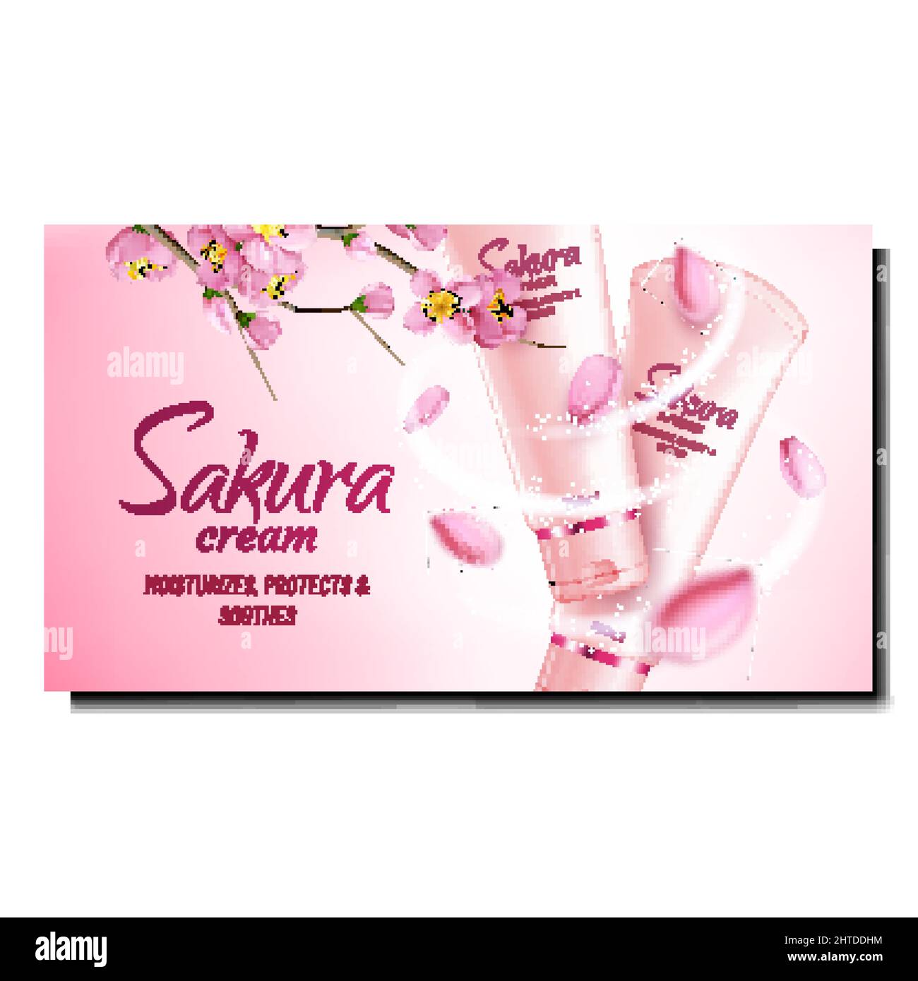 Sakura Cream Creative Promotional Banner Vector Stock Vector Image ...