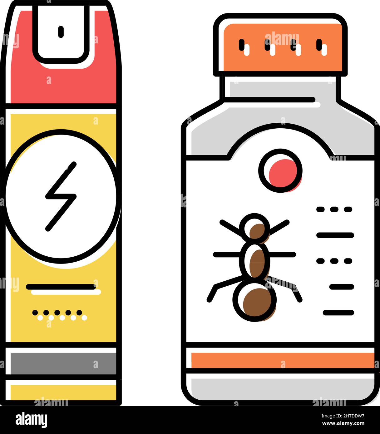 insecticide chemical liquid sprayer and bottle color icon vector ...