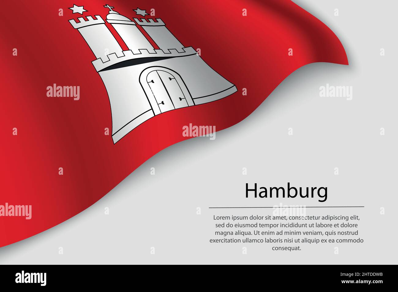 Wave flag of Hamburg is a state of Germany. Banner or ribbon vector ...