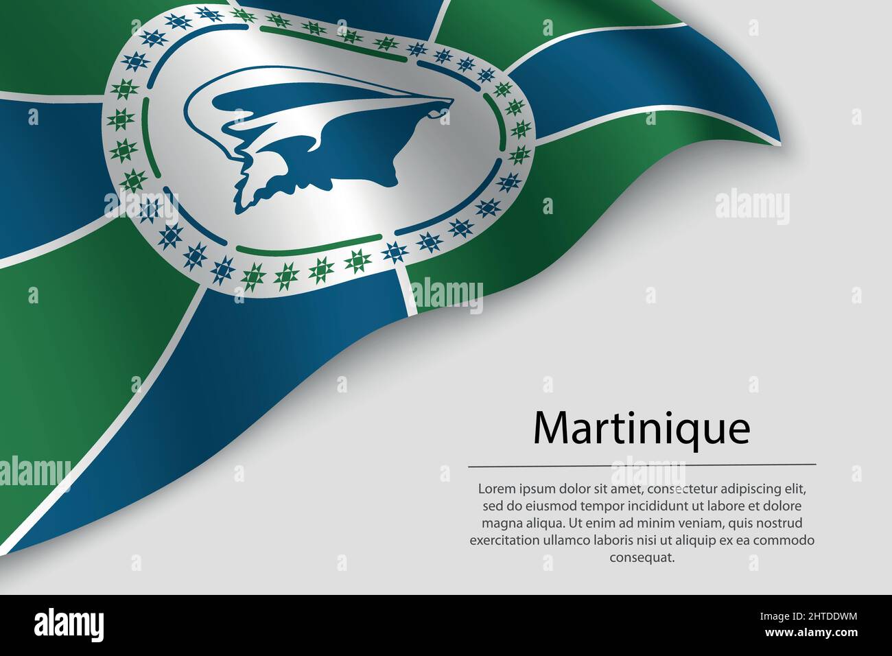 Wave flag of Martinique is a region of France. Banner or ribbon vector ...
