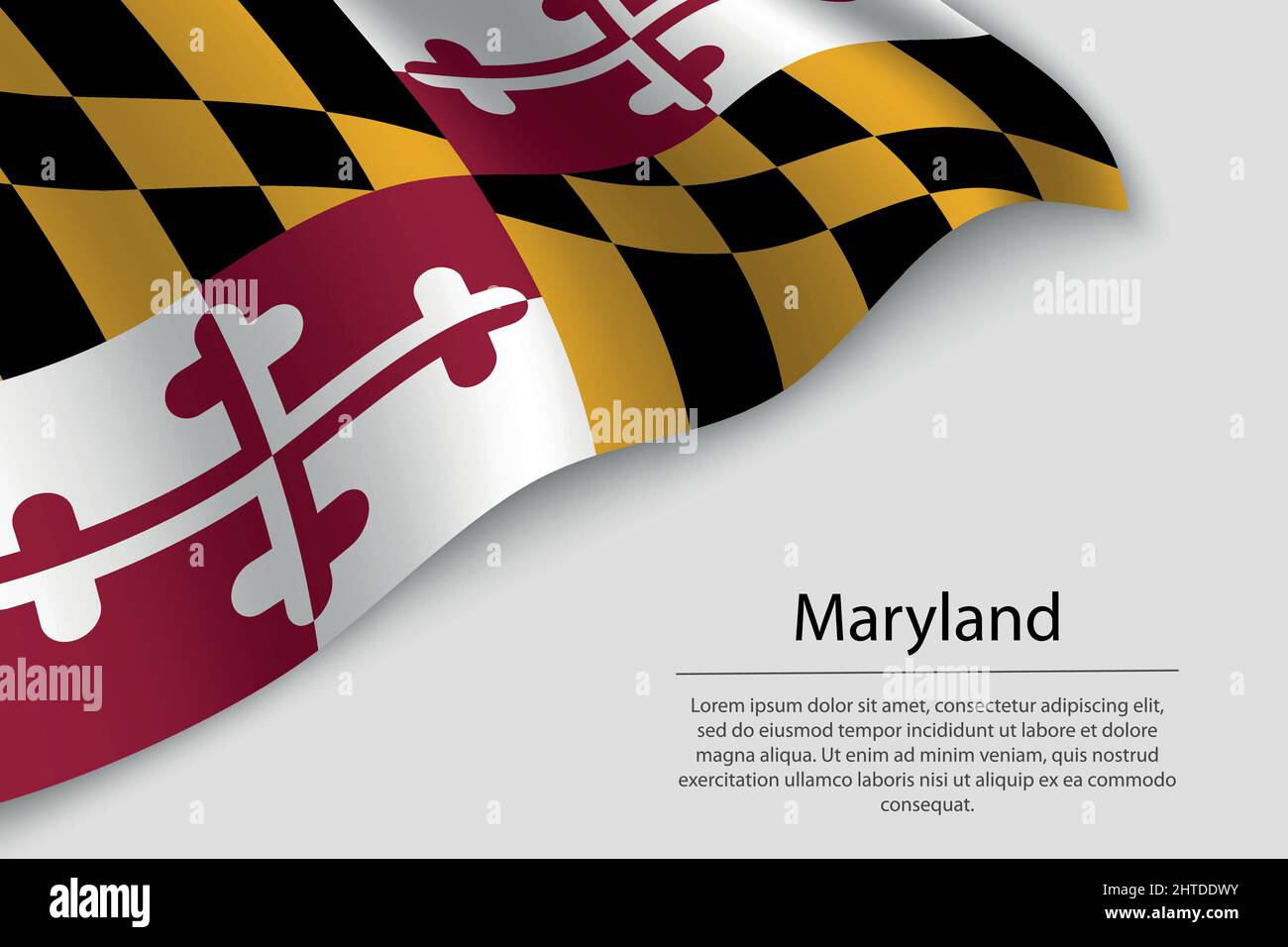 Wave flag of Maryland is a state of United States. Banner or ribbon ...