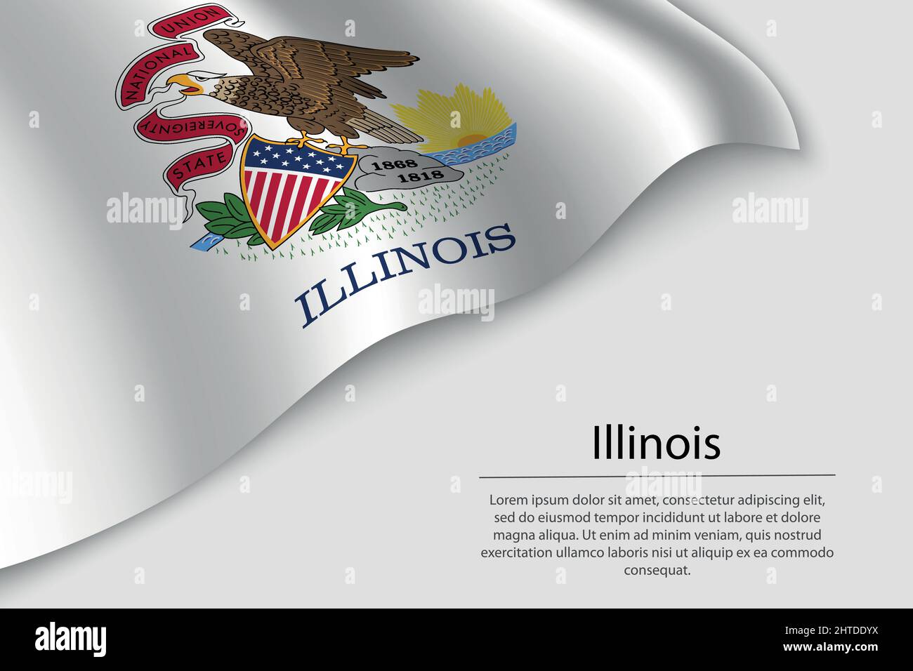 Wave flag of Illinois is a state of United States. Banner or ribbon ...
