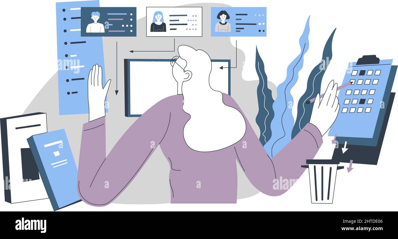 Management at work, dealing with profiles vector Stock Vector Image ...