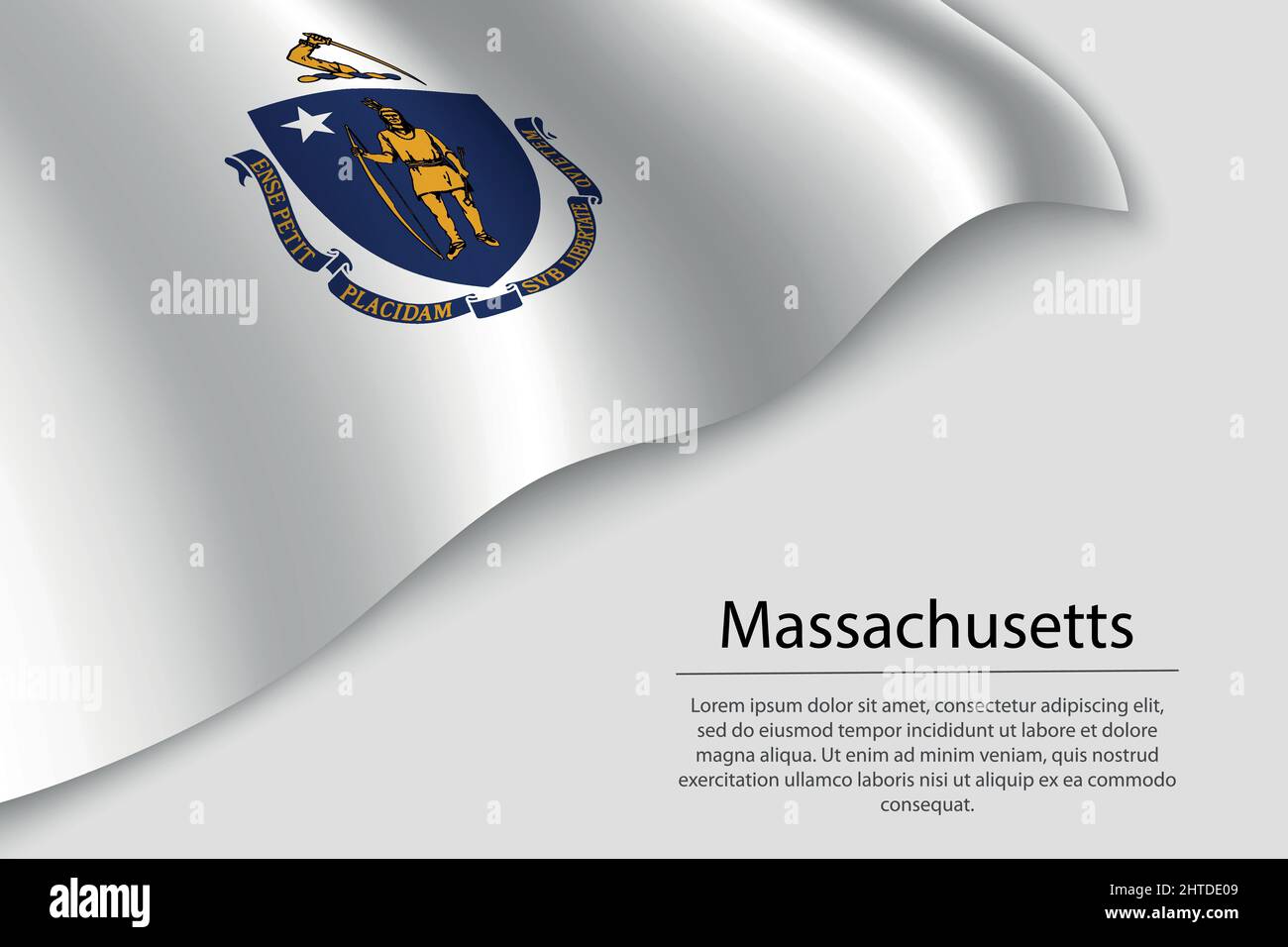 Wave flag of Massachusetts is a state of United States. Banner or ...