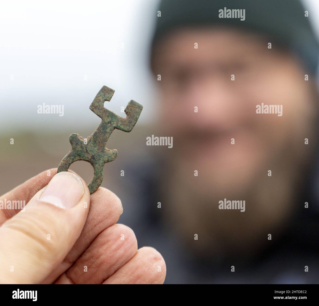 Closeup shot of Viking Age key on blurred background in Denmark Stock ...
