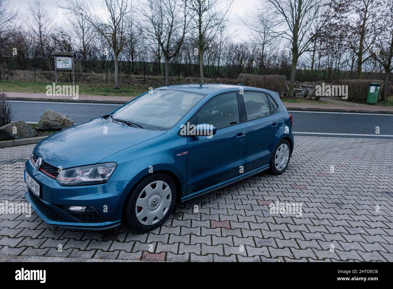 Blue VW Polo GTI at a motorway rest area in Hamburg, Germany Stock ...