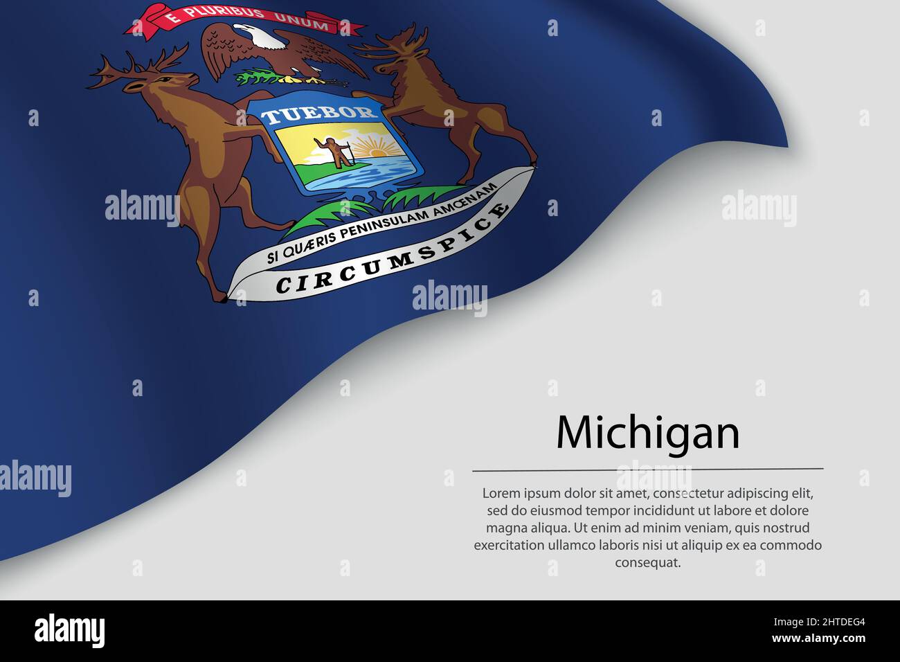 Wave flag of Michigan is a state of United States. Banner or ribbon ...