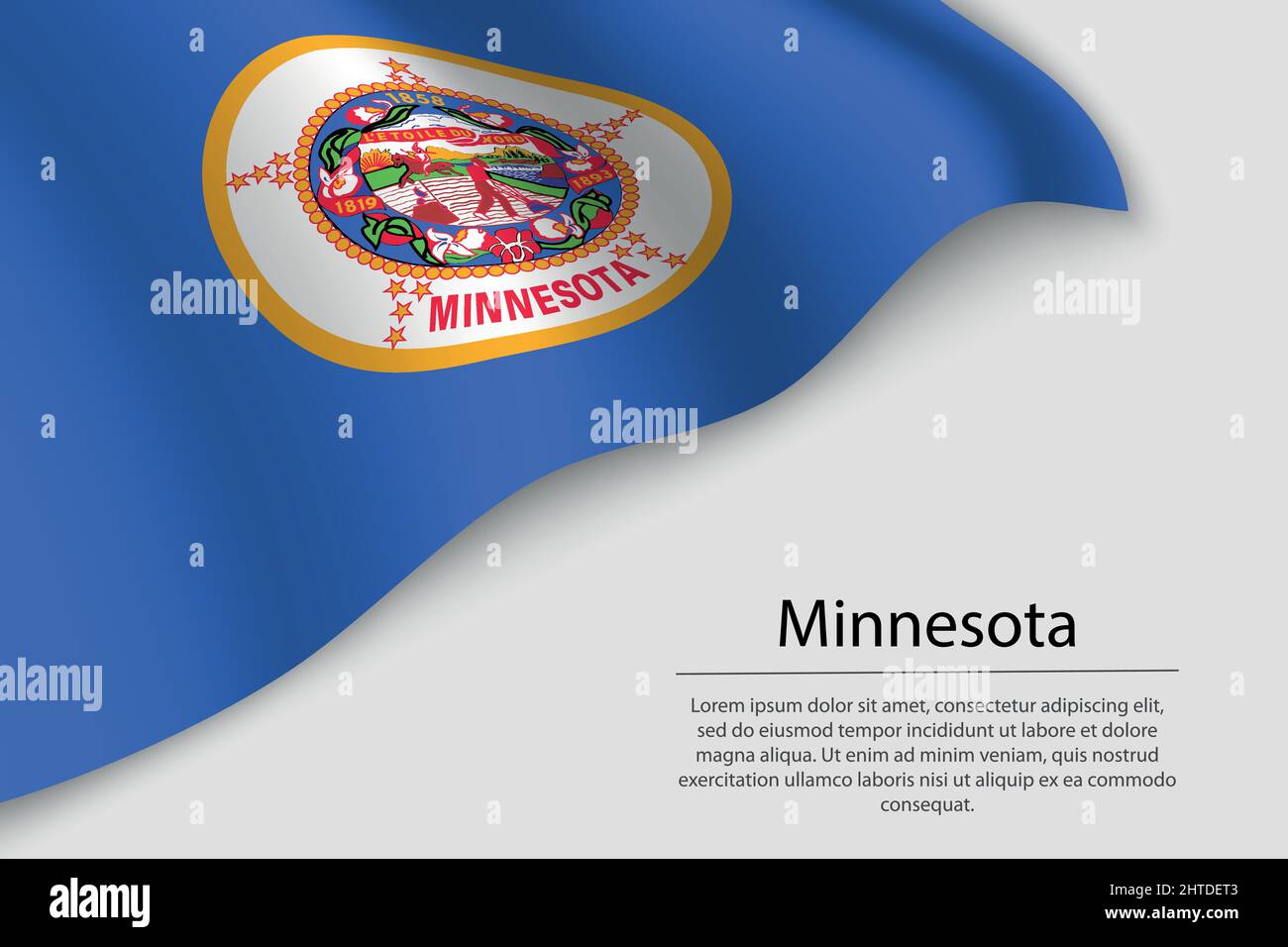 Wave flag of Minnesota is a state of United States. Banner or ribbon ...