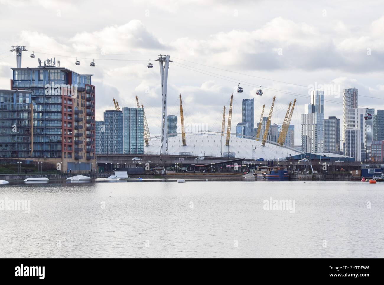 Emirates Air Line cable cars and The O2 arena, London, United Kingdom ...