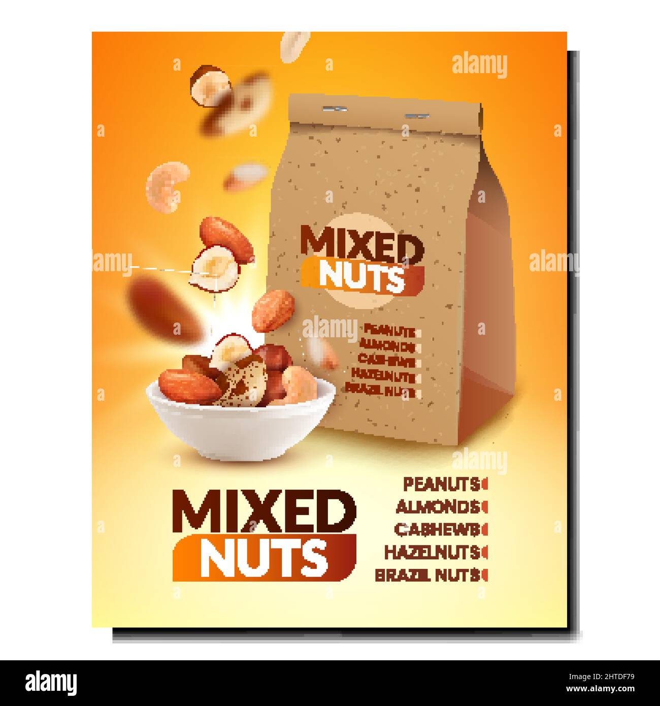 Mixed Nuts Blank Package Promotion Banner Vector Stock Vector Image ...