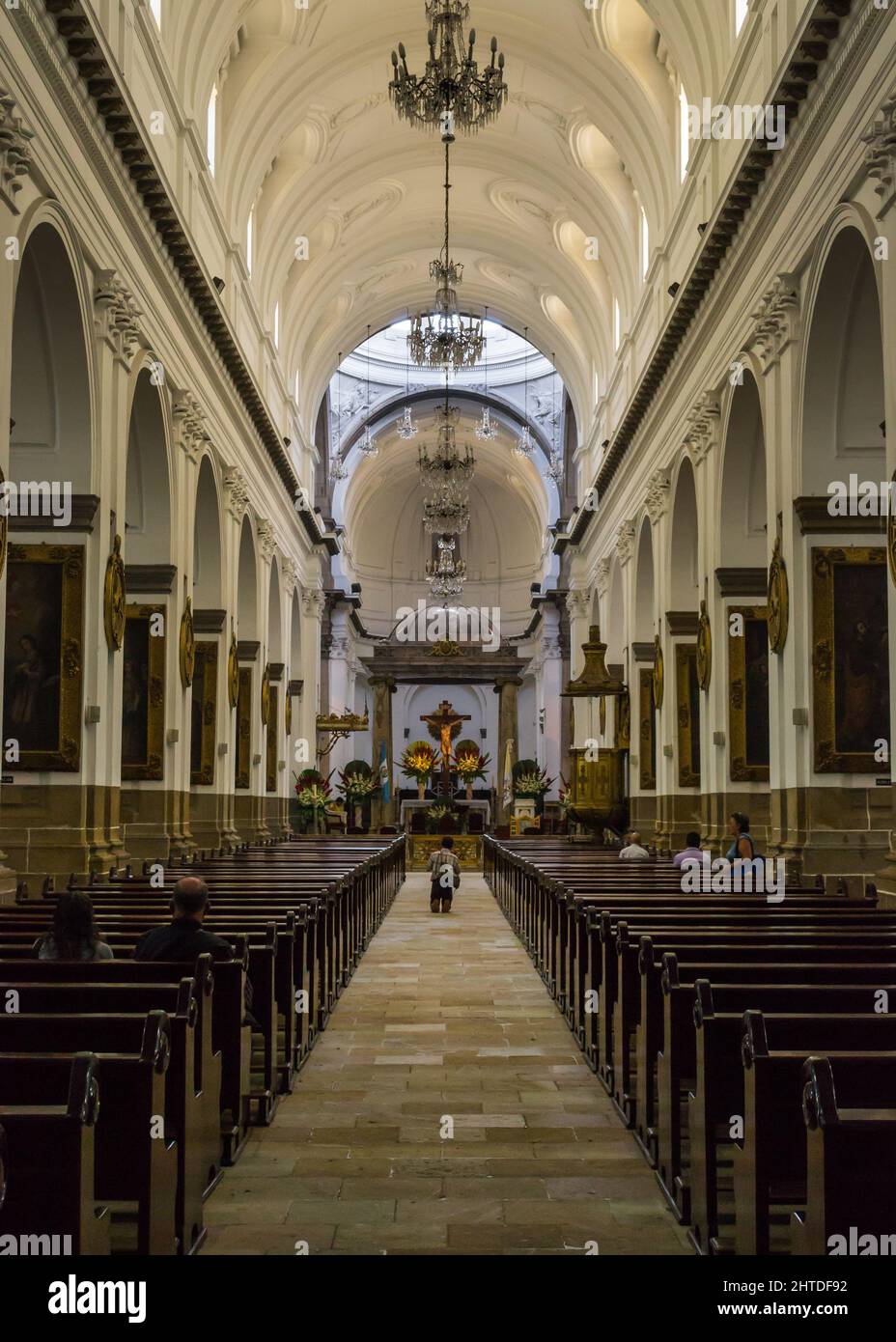 Main corridor leading to the altar in Guatemala City's cathedral ...