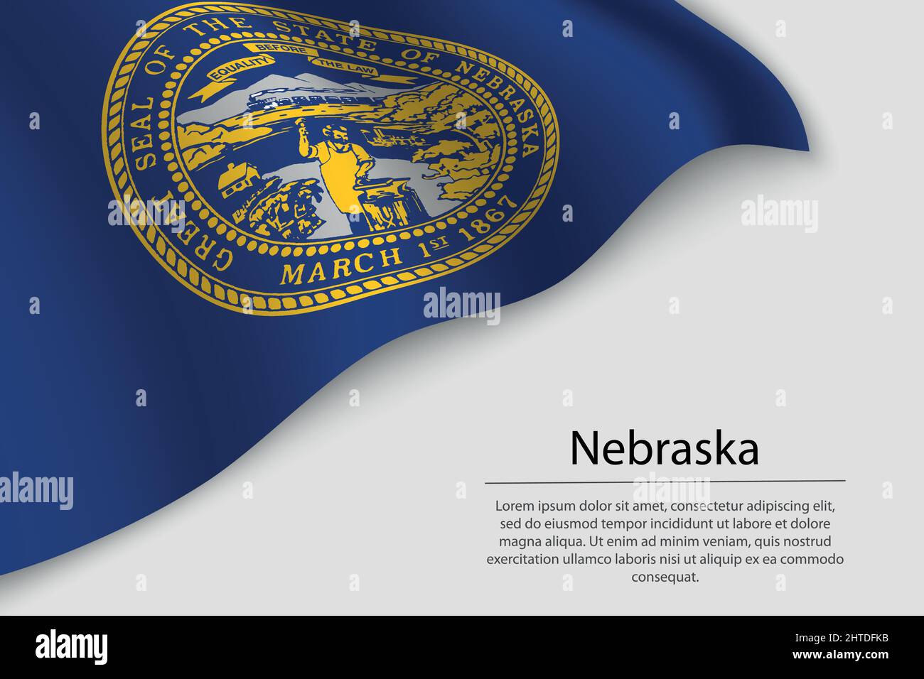 Wave flag of Nebraska is a state of United States. Banner or ribbon ...