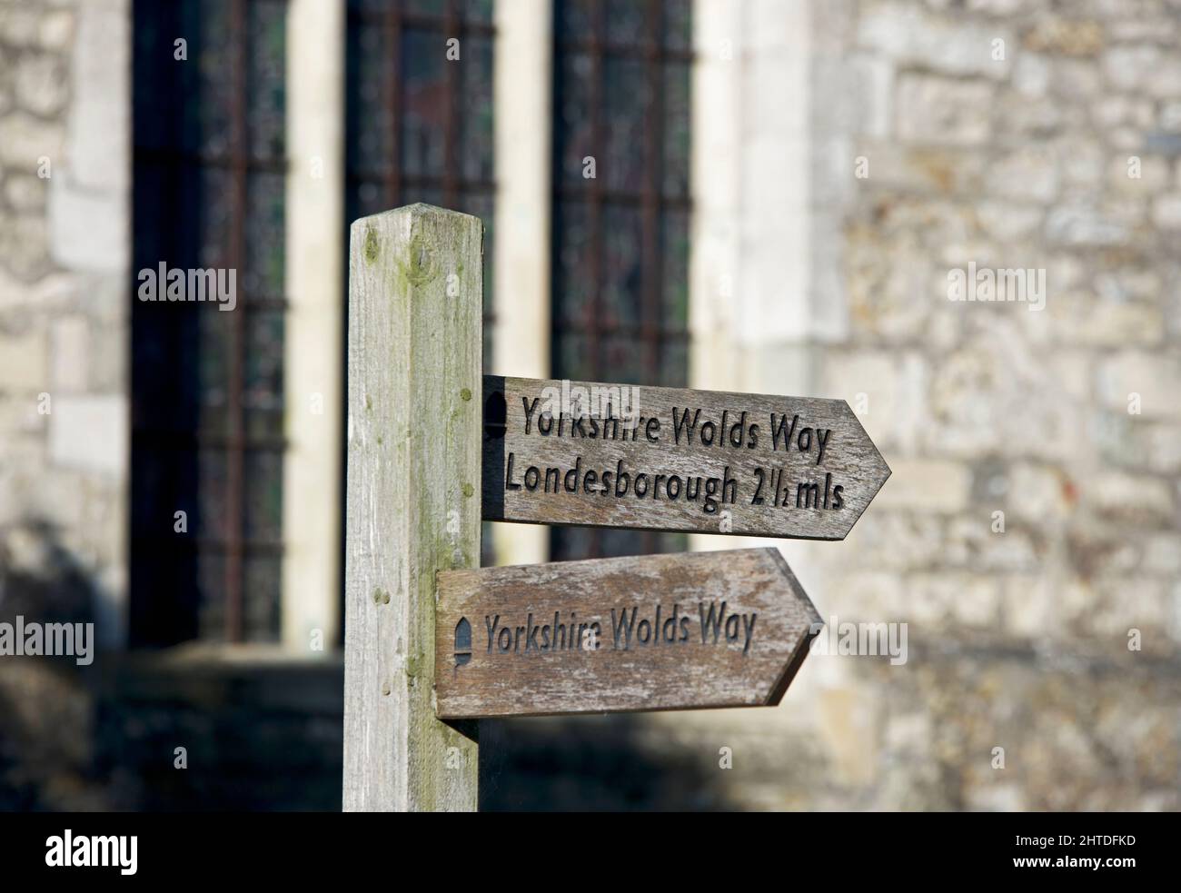 Fingerpost direction sign for the Yorkshire Wolds Way, East Yorkshire ...