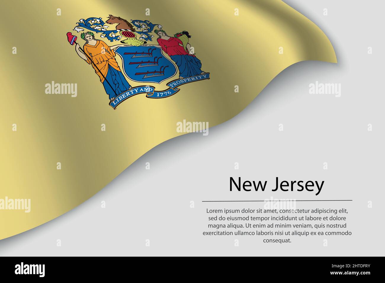 Wave flag of New Jersey is a state of United States. Banner or ribbon ...