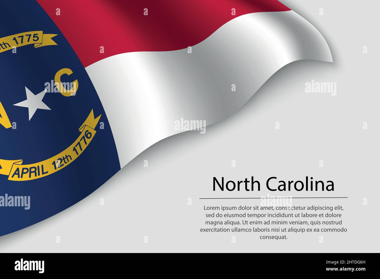 Wave flag of North Carolina is a state of United States. Banner or ...