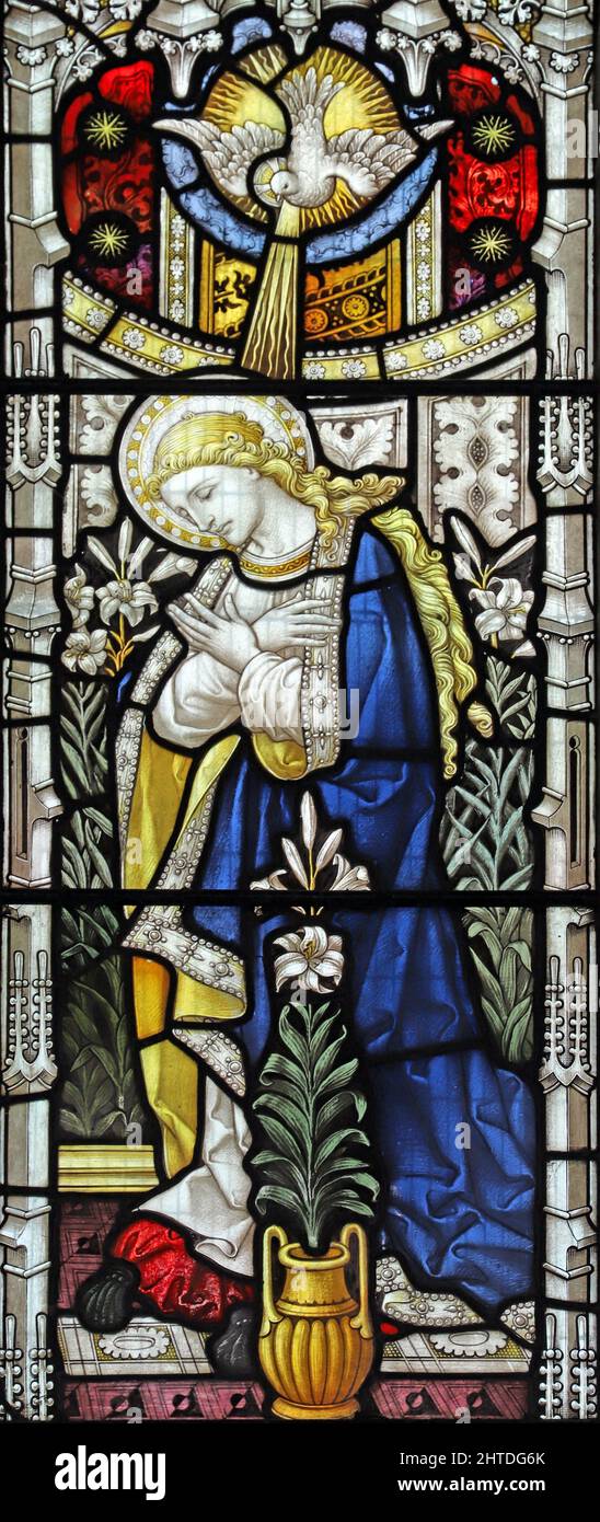 A stained glass window by Heaton, Bulter & Bayne, depicting the ...