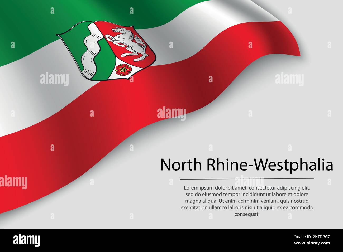 Wave flag of North Rhine-Westphalia is a state of Germany. Banner or ...