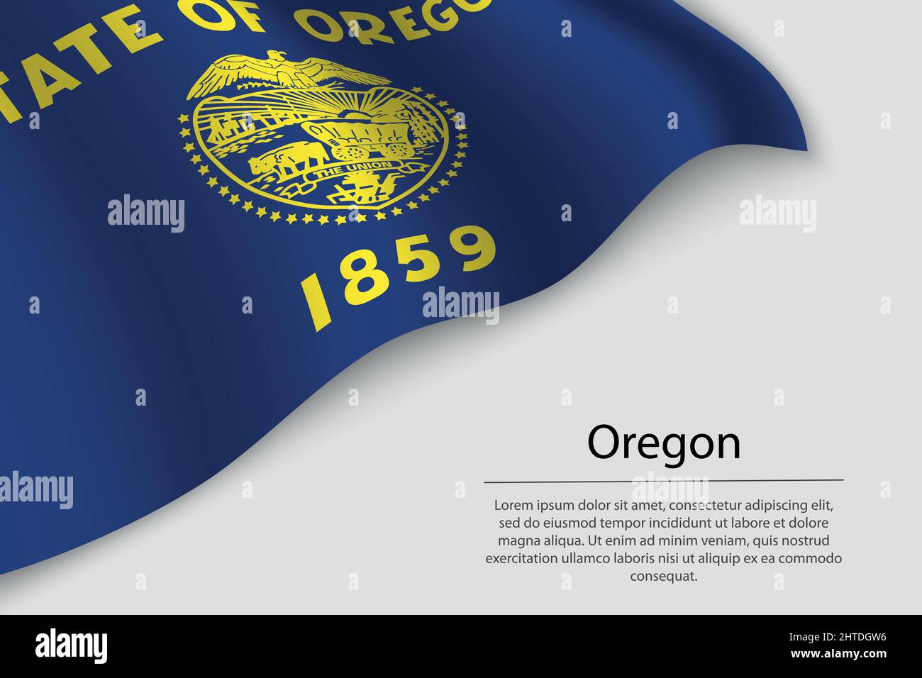 Wave flag of Oregon is a state of United States. Banner or ribbon ...