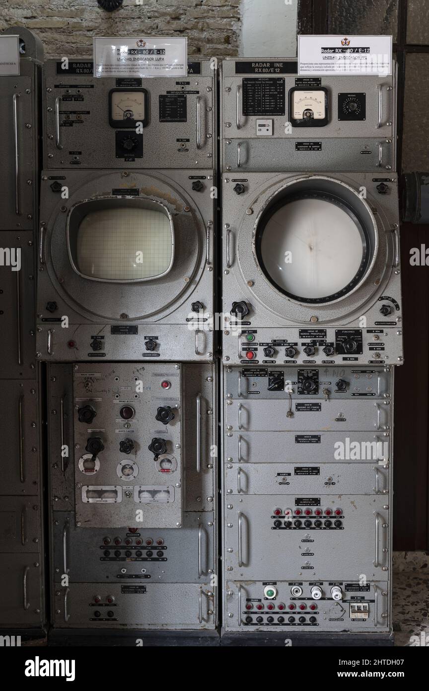 Vertical shot of old military equipment with radar Stock Photo - Alamy