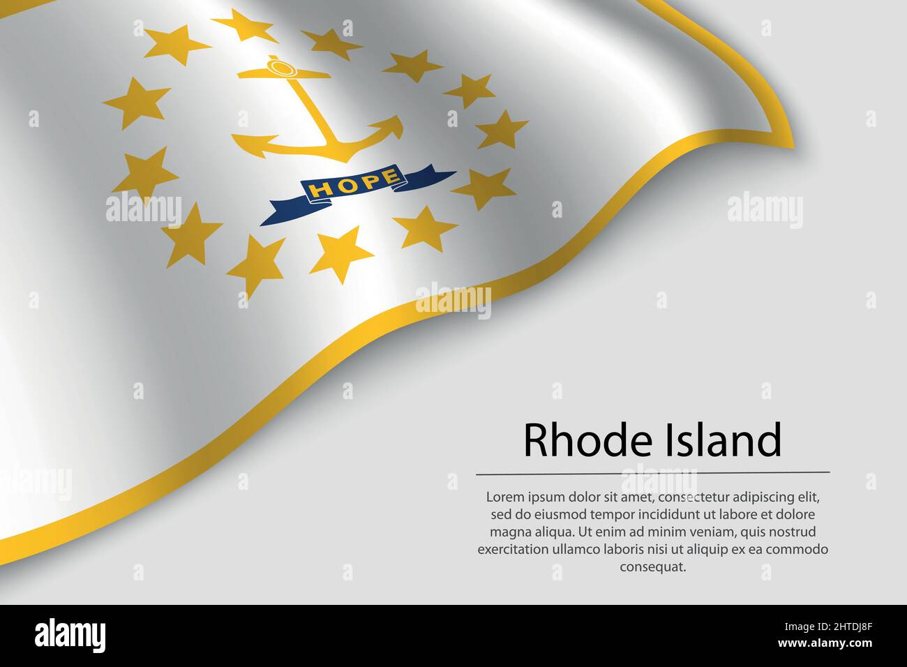 Wave flag of Rhode Island is a state of United States. Banner or ribbon ...