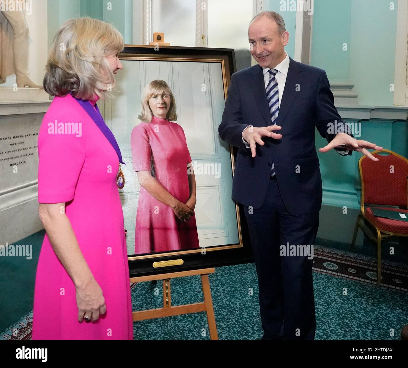 Taoiseach Micheal Martin unveils a portrait of Professor Mary Horgan ...