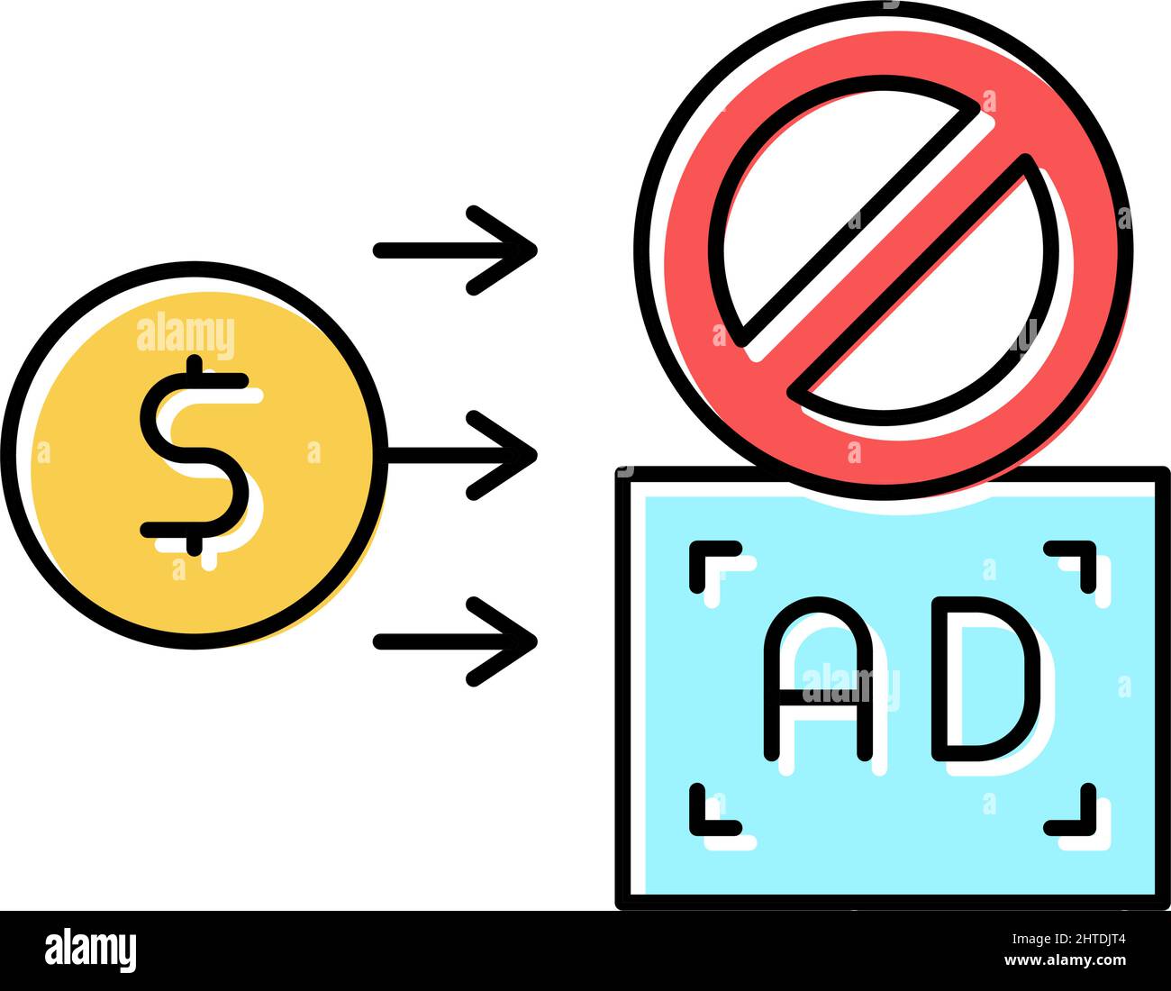 pay money for stop advertisement color icon vector illustration Stock ...