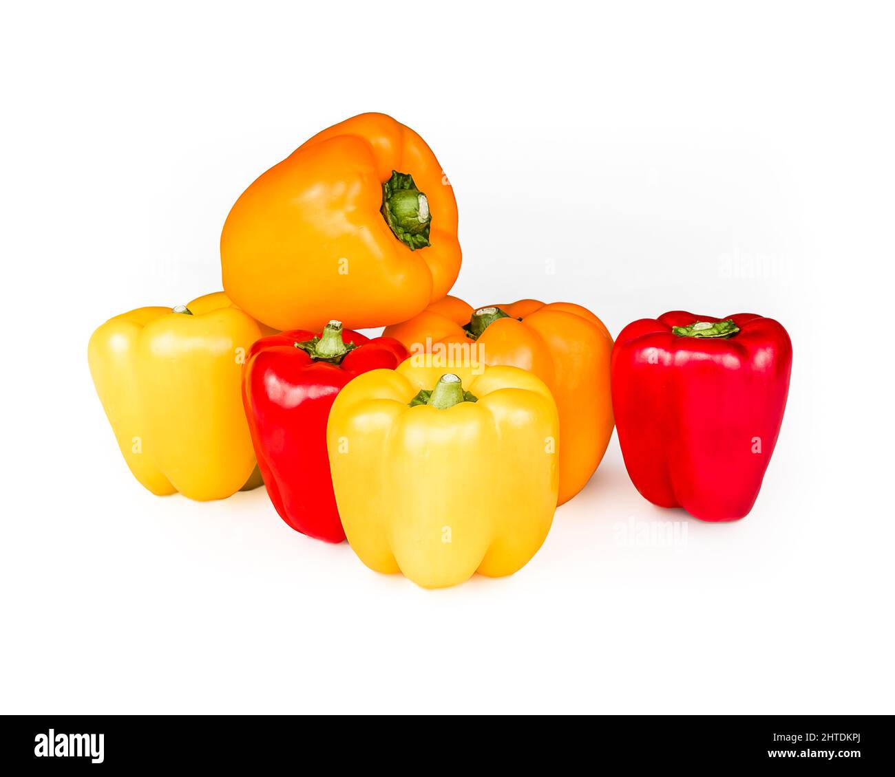 Group of multi-colored bell peppers isolated on white background Stock ...