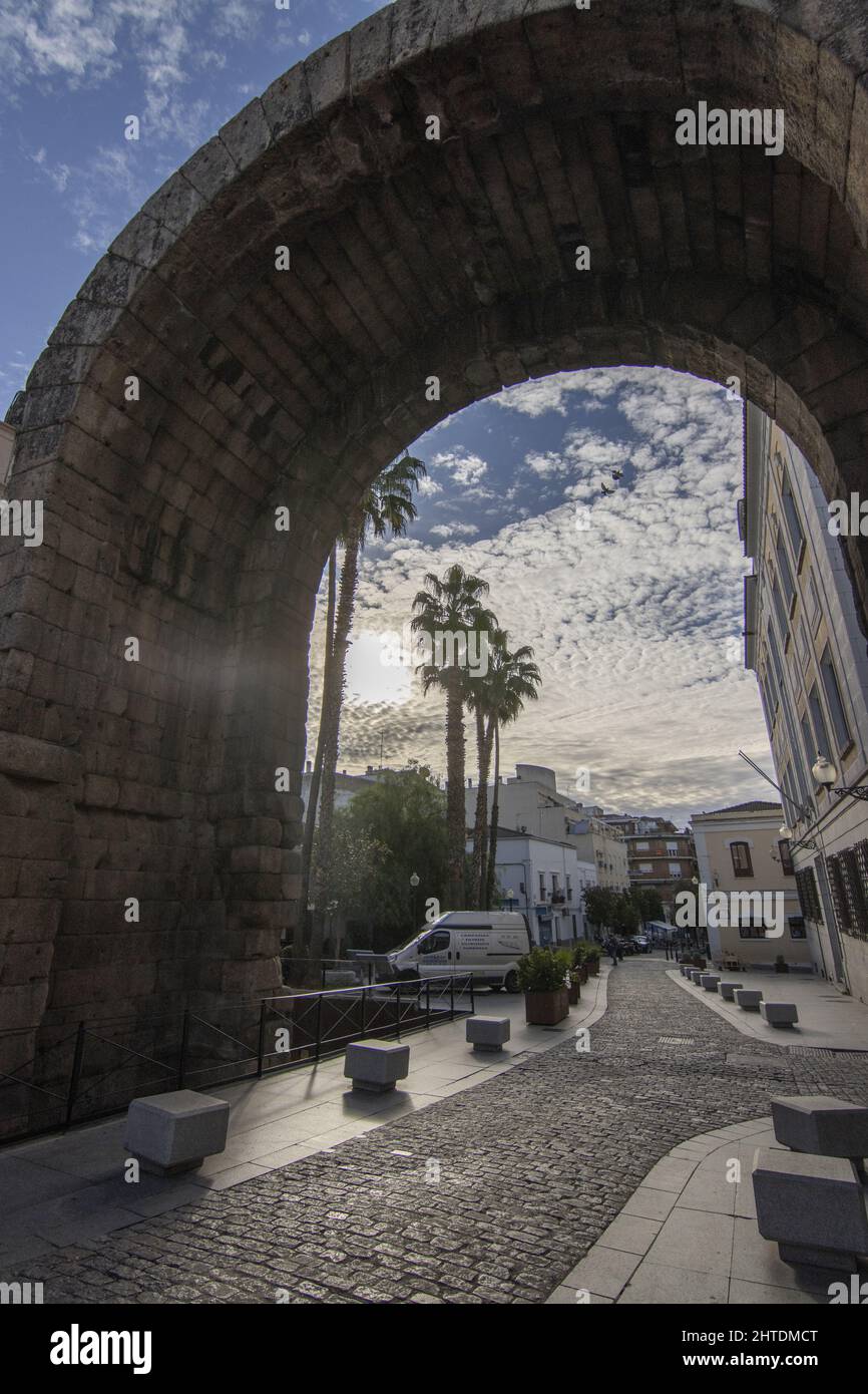 Arch of Trajan in Merida, Spain, is a Roman monumental arch Stock Photo ...