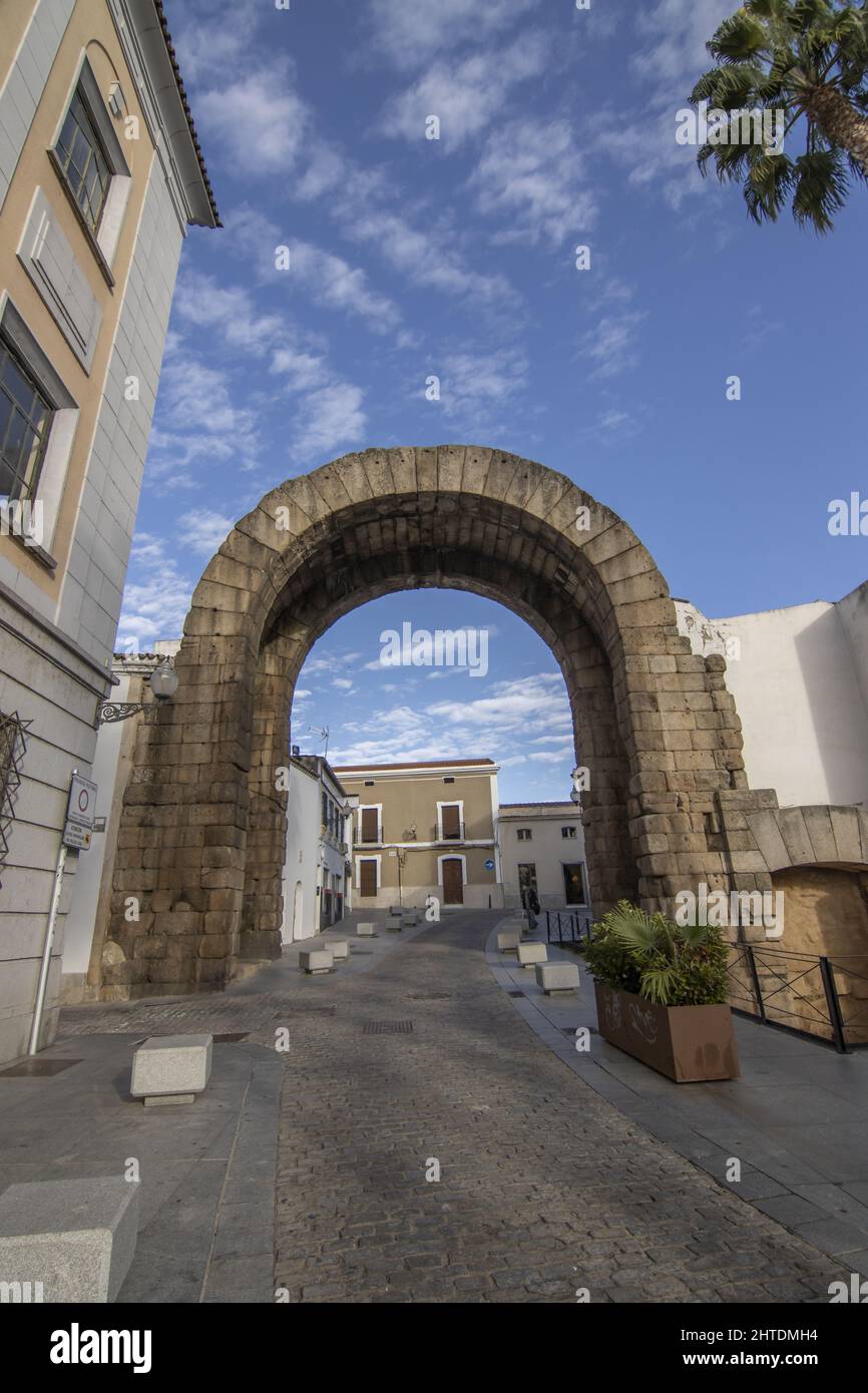 Arch of Trajan in Merida, Spain, is a Roman monumental arch Stock Photo ...