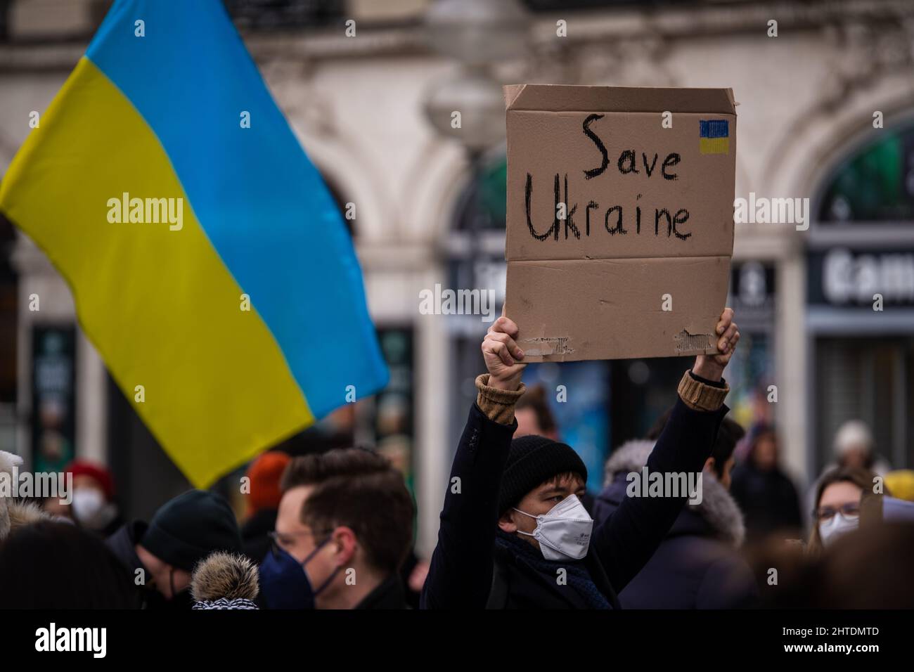 Ukrainian flag after fight hi-res stock photography and images - Alamy