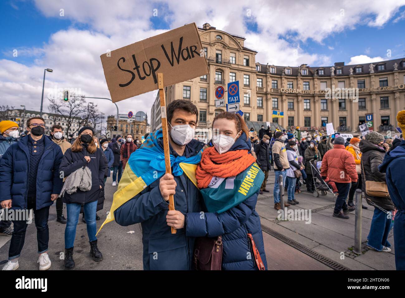 Young man holding signs danger hi-res stock photography and images - Alamy